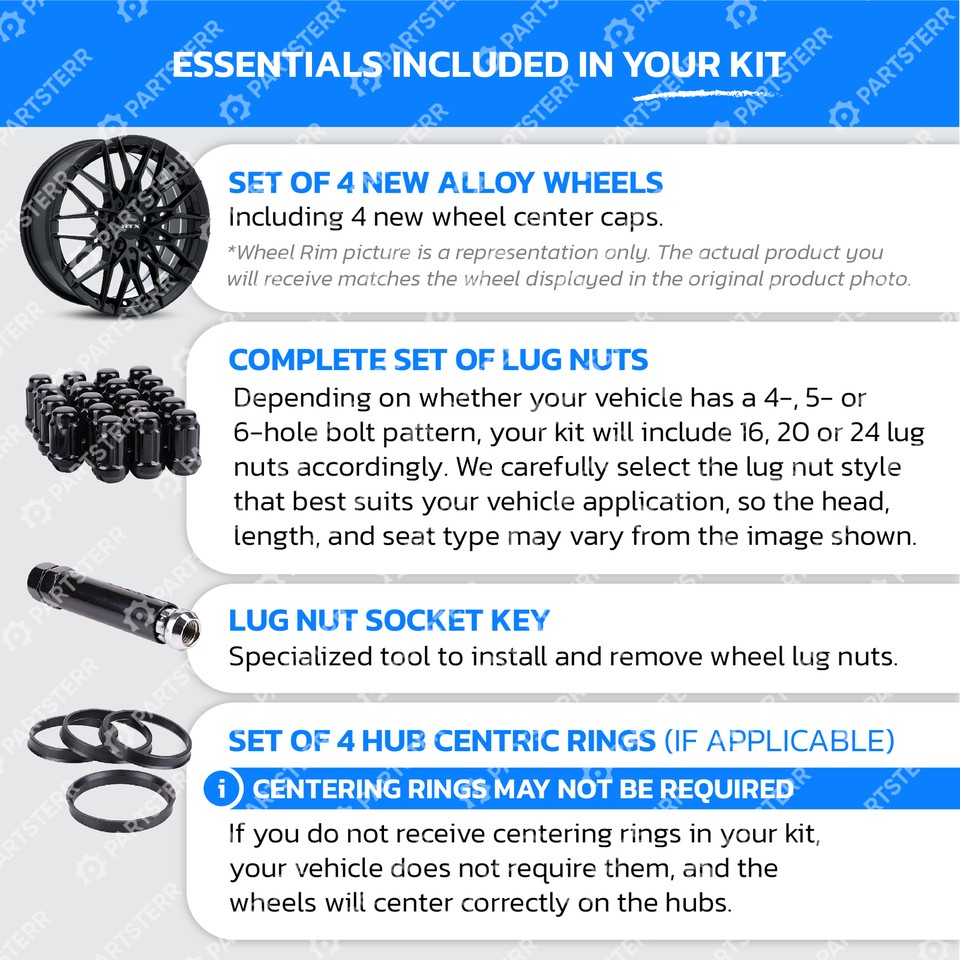 Wheel Rims Set with Black Lug Nuts Kit for 13-19 Cadillac ATS P841516 ...