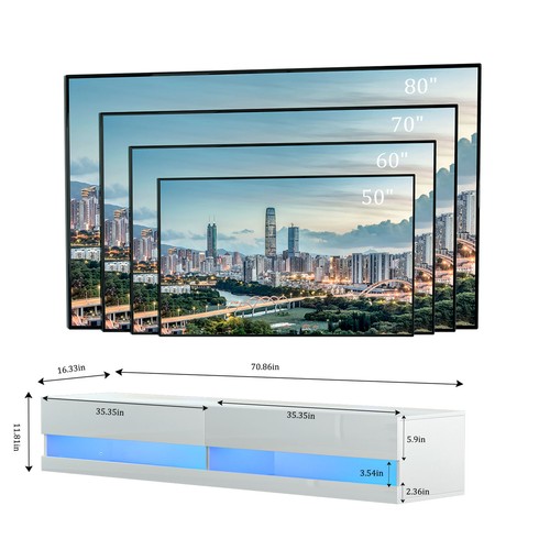 Floating TV Stand LED Wall Mounted Entertainment Center TV Console For ...