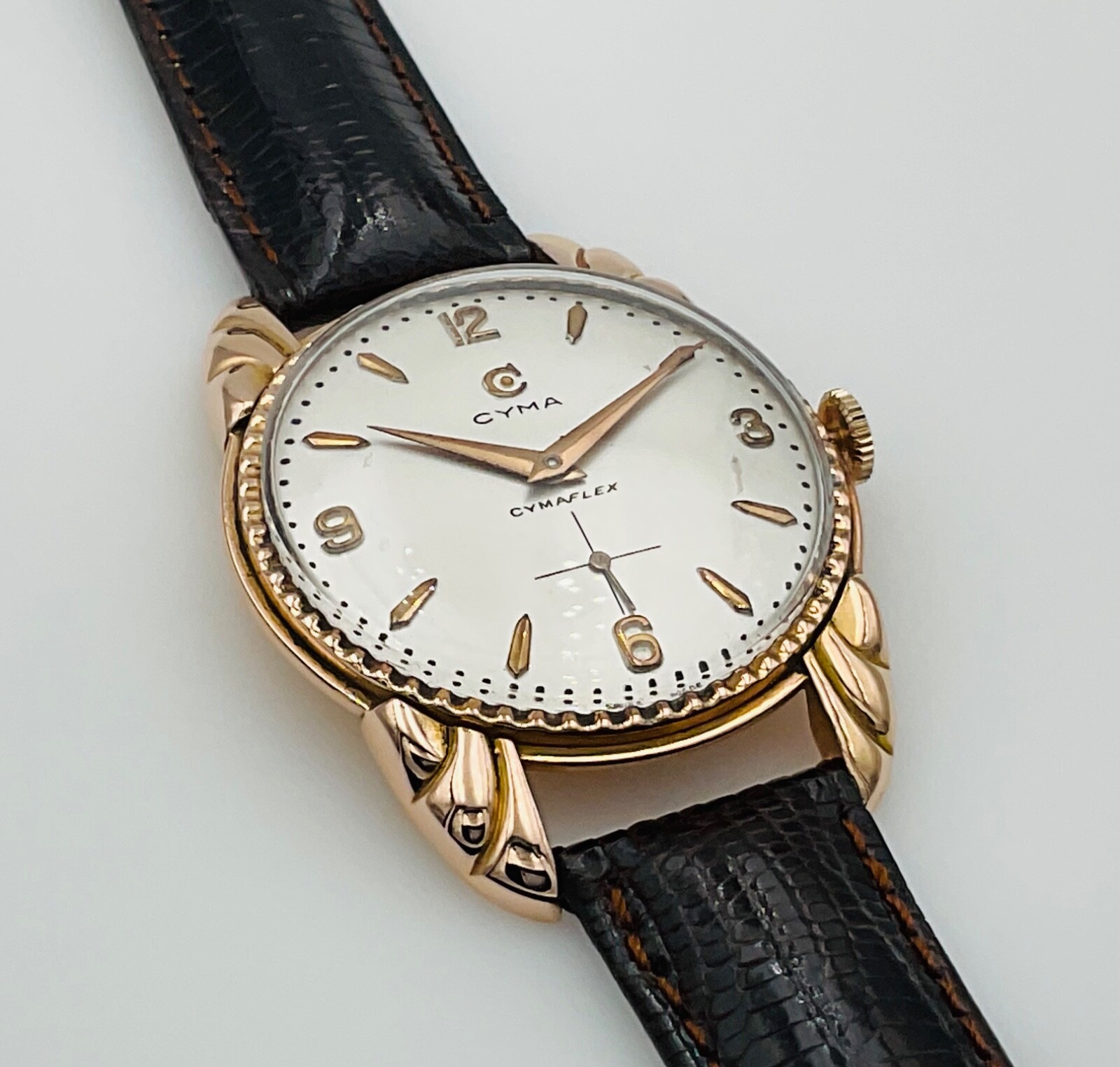 Rare CYMA Vintage 18K Rose Gold Fancy Lugs Watch With Box | eBay