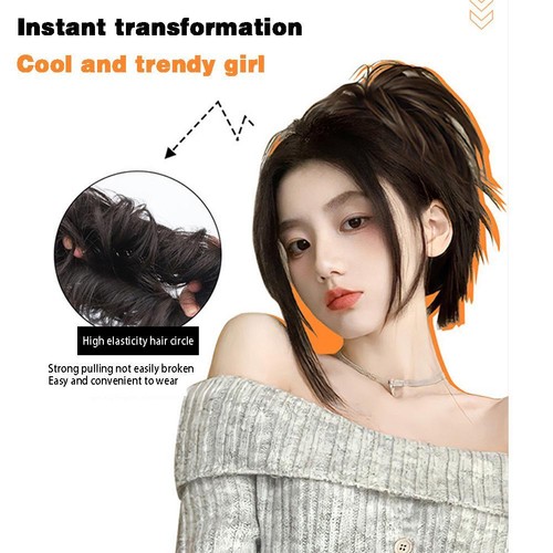 Hair Bun Extensions Messy Straight Elastic -Claw Clip Hair Scrunchies ...