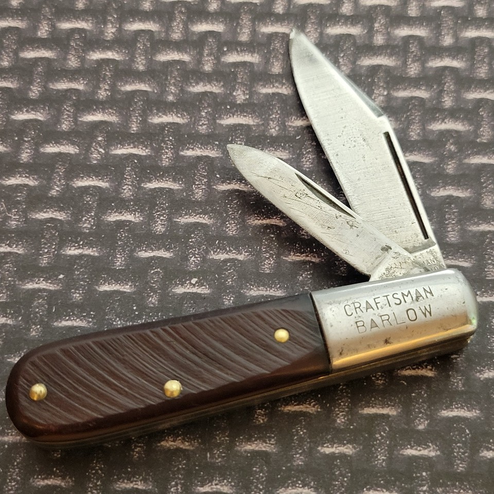 Craftsman Barlow Knife USA Brown Sawcut Delrin Handles CS Blades 3 3/8 ...