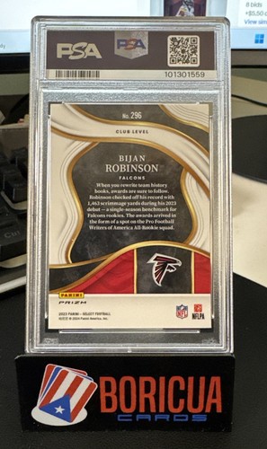 2023 Select Club Level Silver Prizm #296 Bijan Robinson RC PSA 10 ...