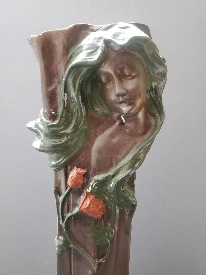 Signed Patinated Bronze Art Nouveau Vase Maiden & Roses By Francesco Flora 16.5" | eBay