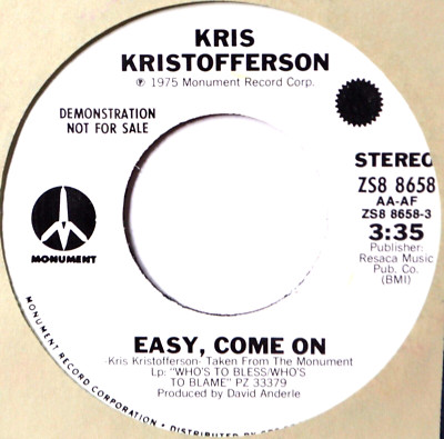 Kris Kristofferson Easy Come On DJ Country Pop NM 45 7" Vinyl -Check ...