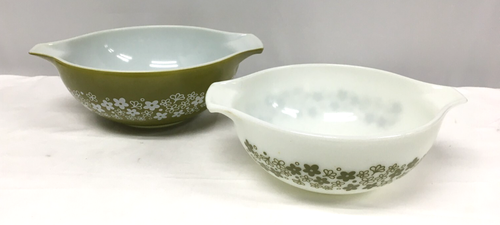 Vintage set of 2 Pyrex Green Crazy Daisy/Spring Blossom Mixing Bowls | eBay