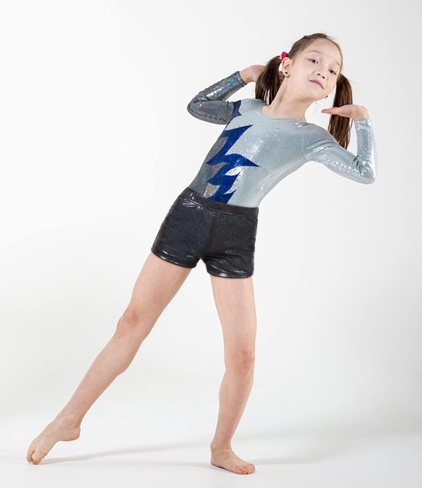 Girls Gymnastics Shorts Sparkle Dance Tumbling 9-10 Years, Black | eBay