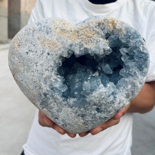 10.8LB Natural Blue Celestite Crystal Geode Cave Mineral Specimen ...