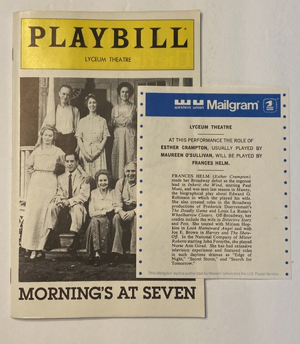 Mornings At Seven Playbill, February 1981, Lyceum Theatre, Frances Helm ...