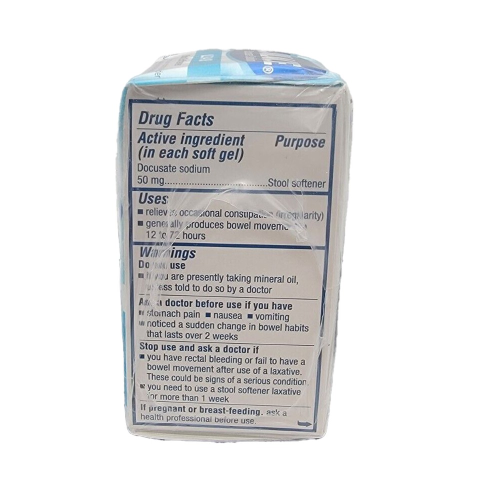 Colace Docusate Sodium Clear Stool Softener 50mg 28 Soft Gels BB 6/2024 ...