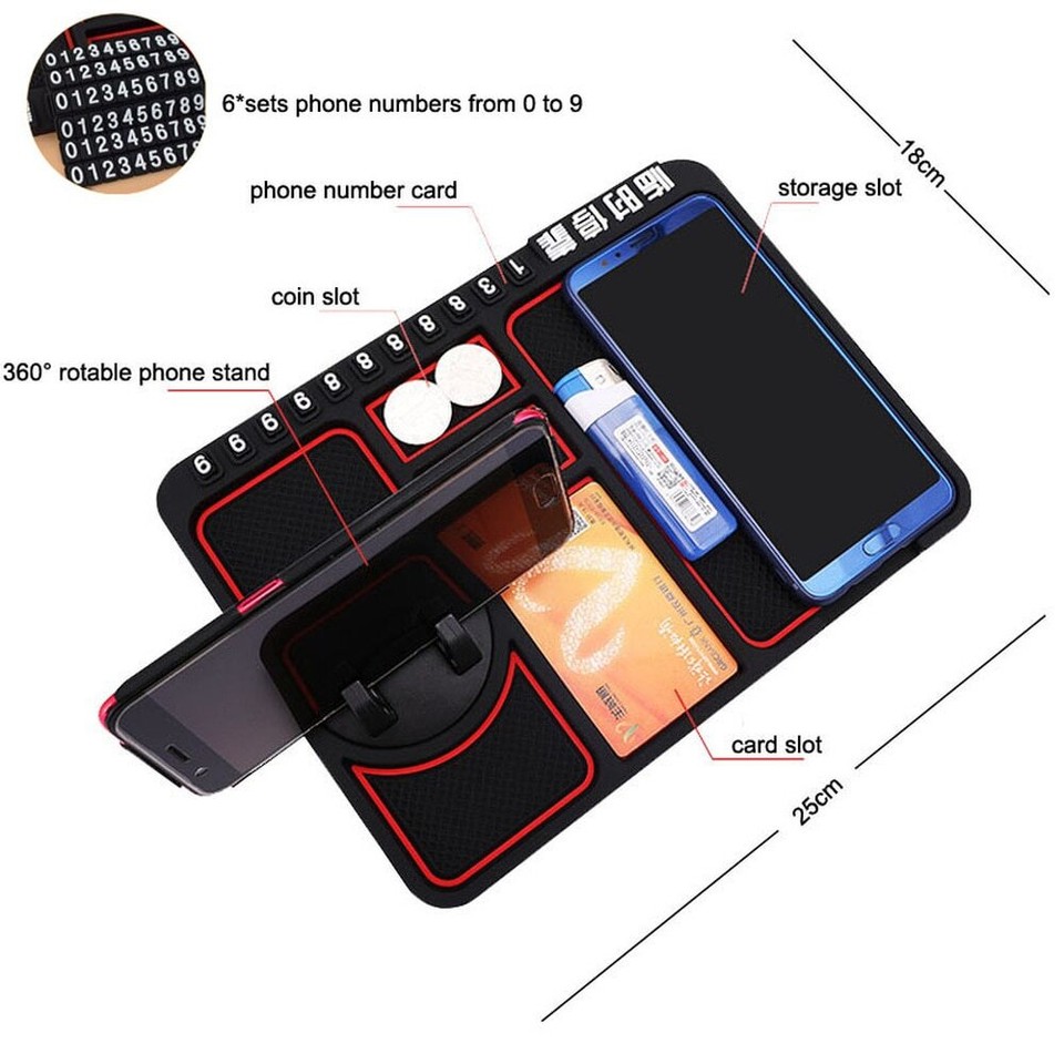 Car Multifunctional Non Slip Mat Anti-Slip Phone Holder Pad Dashboard ...