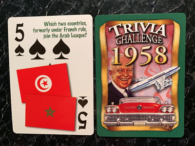 Swap Playing Card TRIVIA CHALLENGE 1958 Tunisia and Morocco | eBay
