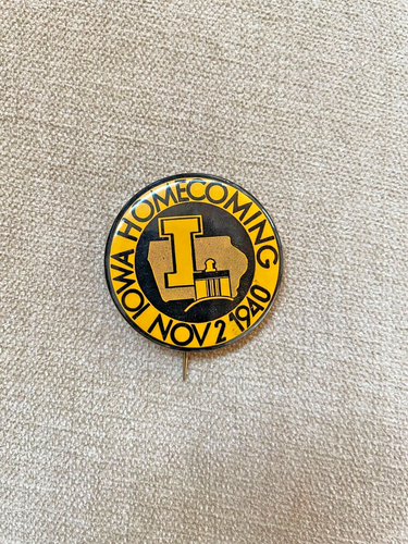 Vintage 1940 University of Iowa Hawkeyes Homecoming Pin Button | eBay