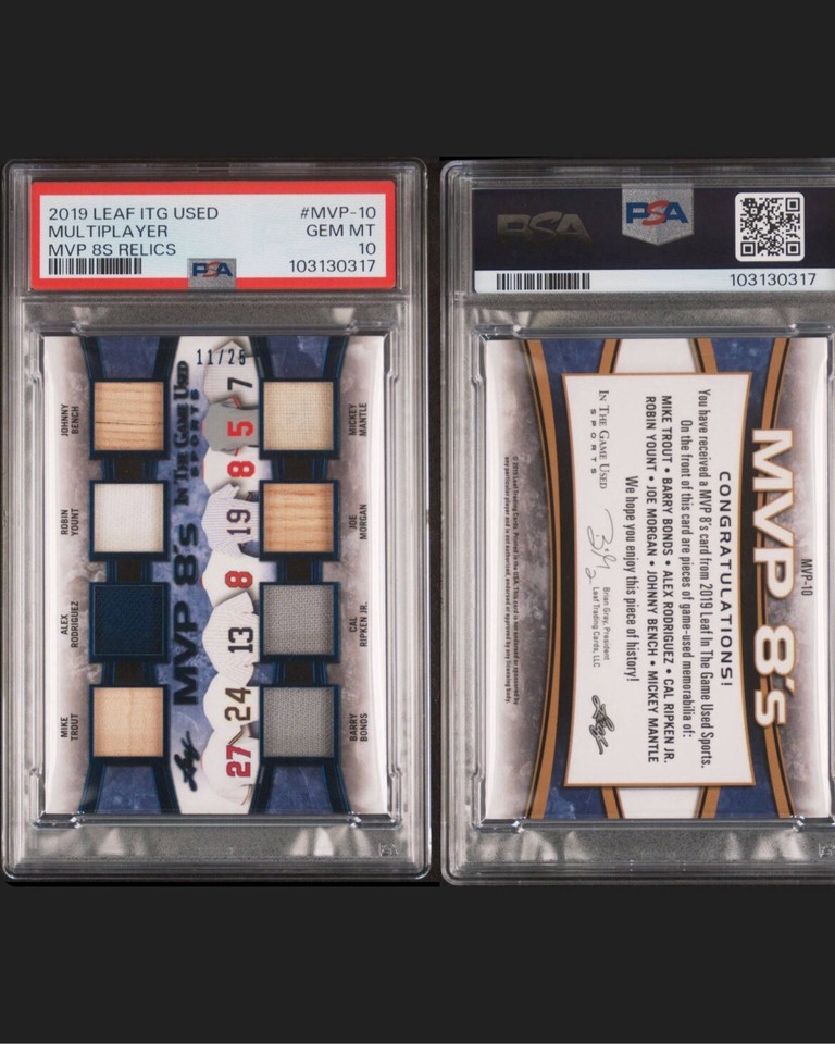2019 LEAF IN THE GAME USED MVP 8S RELICS MVP-10 11/25. Only GEM MT 10 in POP | eBay