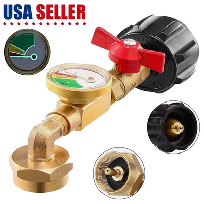 Propane Refill Adapter w/ON-Off Valve and Gauge Fill 1Lb Bottle FOR 1 ...