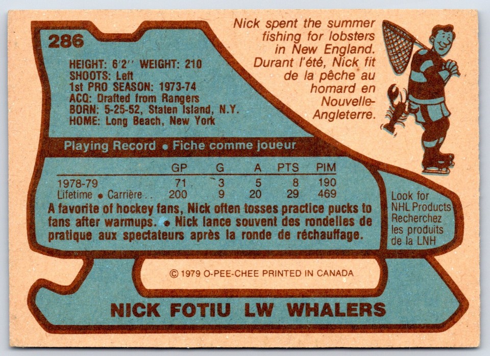 NICK FOTIU 1979-80 O-PEE-CHEE 79-80 NO 286 EX+ 31440 | eBay