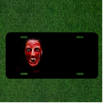 Custom Personalized License Plate Auto Tag With Red Scary Face Women ...