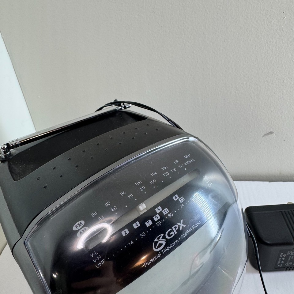 Vintage Portable Black And Gray CRT Television AM/FM Radio w Power ...