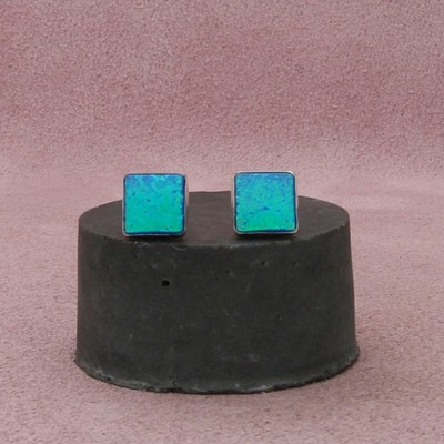 sterling silver fire opal square stud earrings | eBay