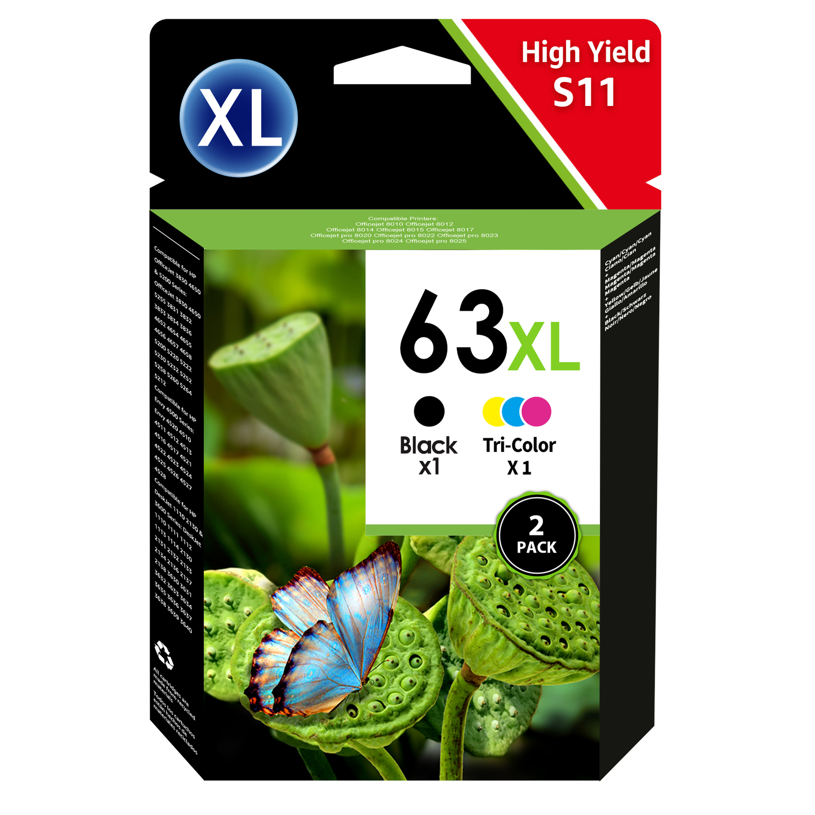 63 XL Ink Cartridges for HP Envy 4516 4520 4522 OfficeJet 3830 4650 ...