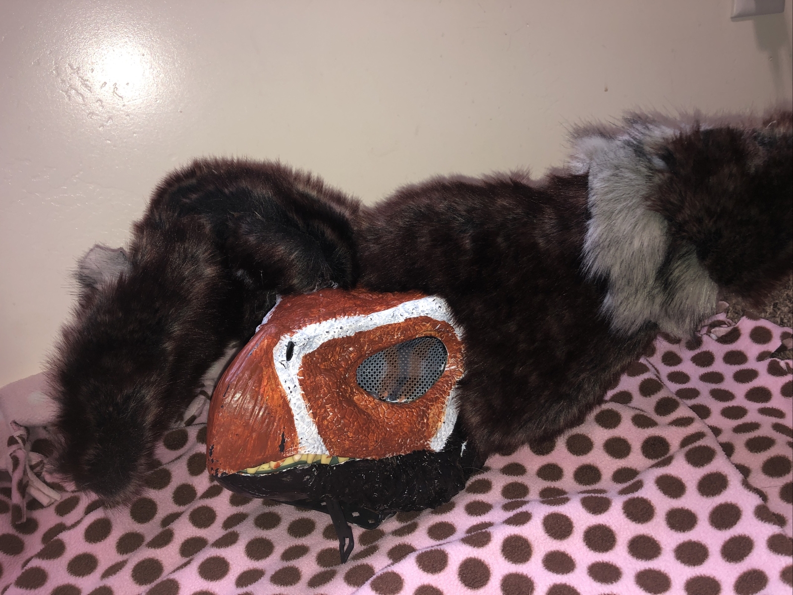 Brown Furry Dinosaur Mask - Gem