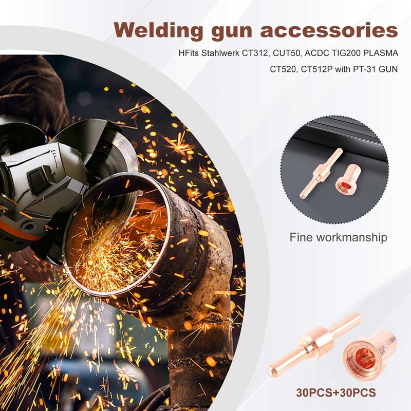 60pcs Extended Long Plasma Cutter Tip Electrodes&Nozzles Kit 7512 | eBay