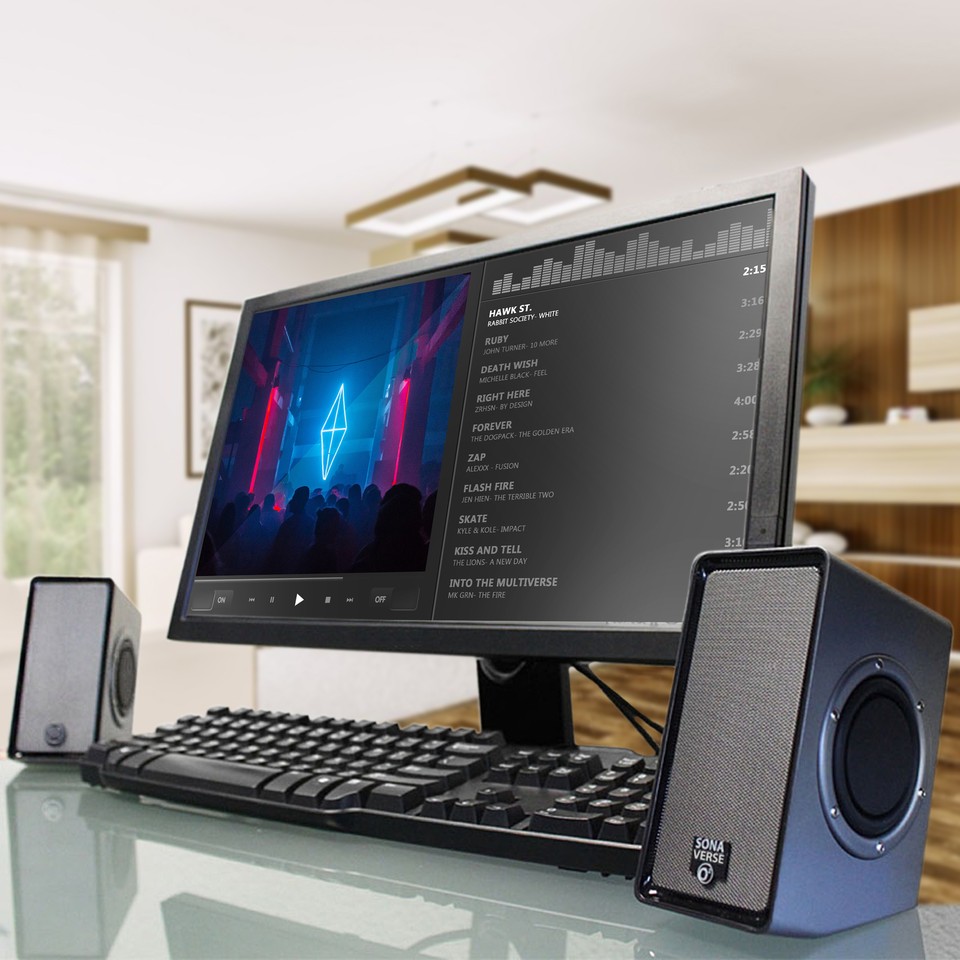 GOgroove SonaVERSE O2 USB Powered Computer Speakers with Dual Passive ...