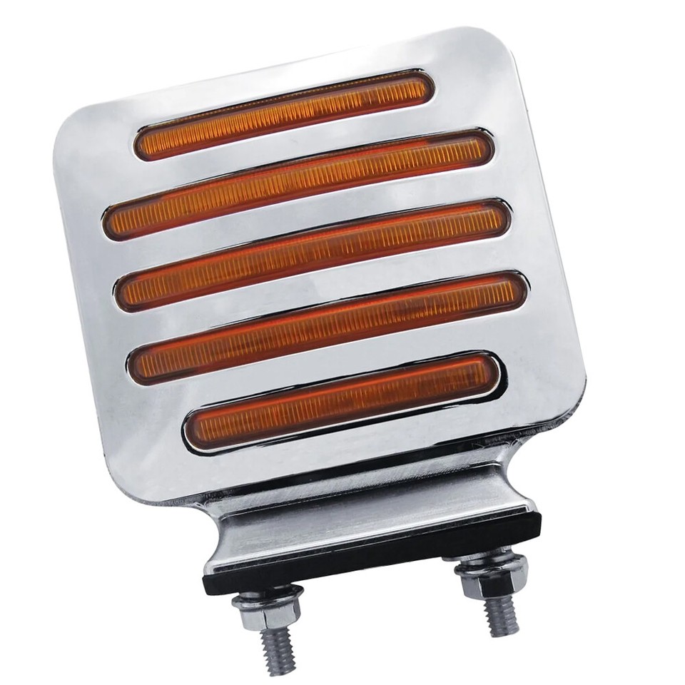 1x Amber+Red Square LED Double Face Stud Mount Fender Turn Brake Tail ...