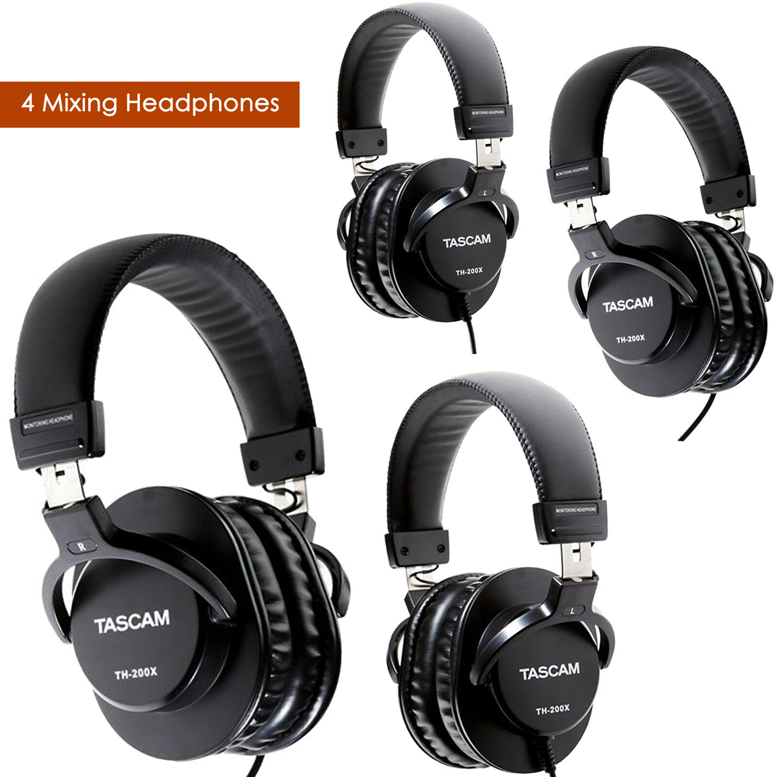 4x TASCAM TH-MX2 Close Back Recording Mixing Home Studio Headphones ...