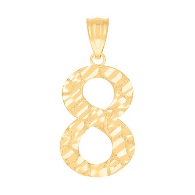 10k Yellow Gold Initial Number "8" Pendant 0.9g Numeral Unisex Charm | eBay