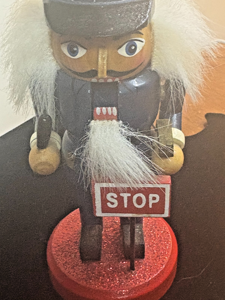Police Officer Wood Nutcracker Figurine Traffic Cop Batton Stop Sign ...