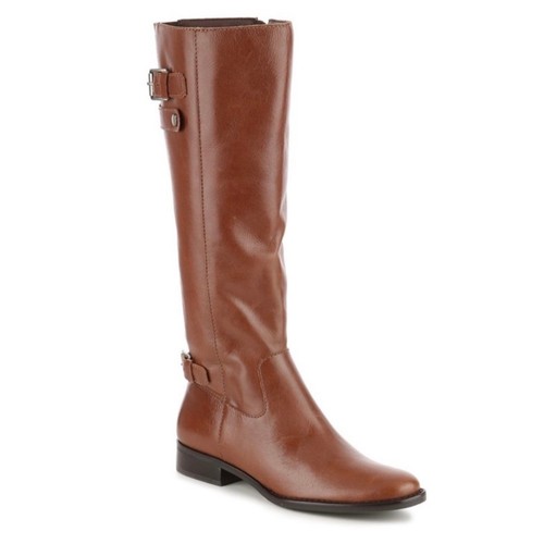 Matisse leather saddle brown bono riding boot side zip buckle accent ...
