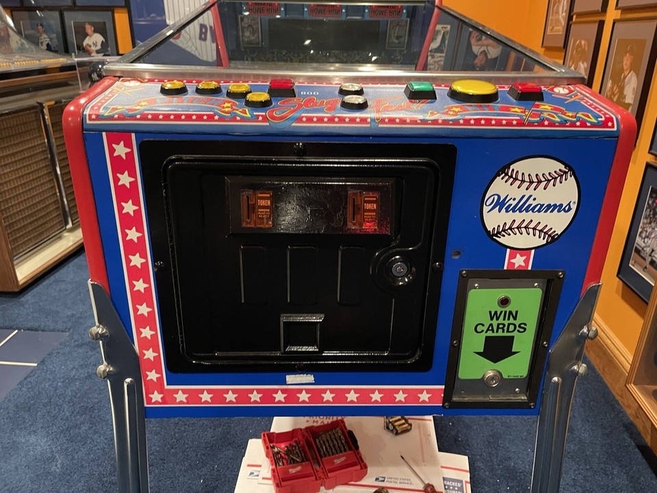 SLUGFEST MLB BASEBALL CARD ARCADE PINBALL MACHINE W/TOPPER BY WILIIAMS ...