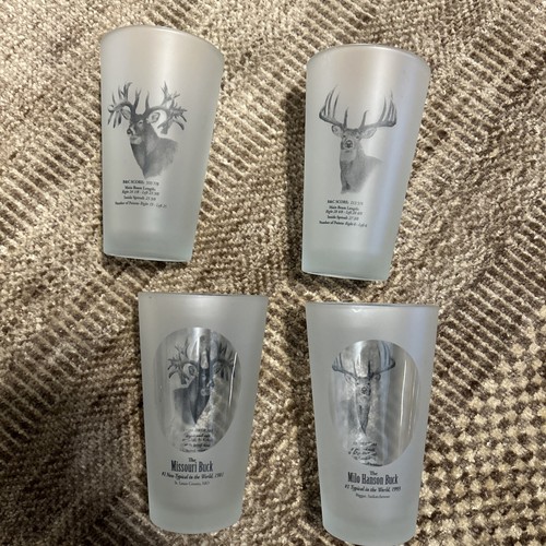 (4) Rare Milo Hanson Buck Frosted peekaboo Pint Glass 1993, 81 Trophy ...