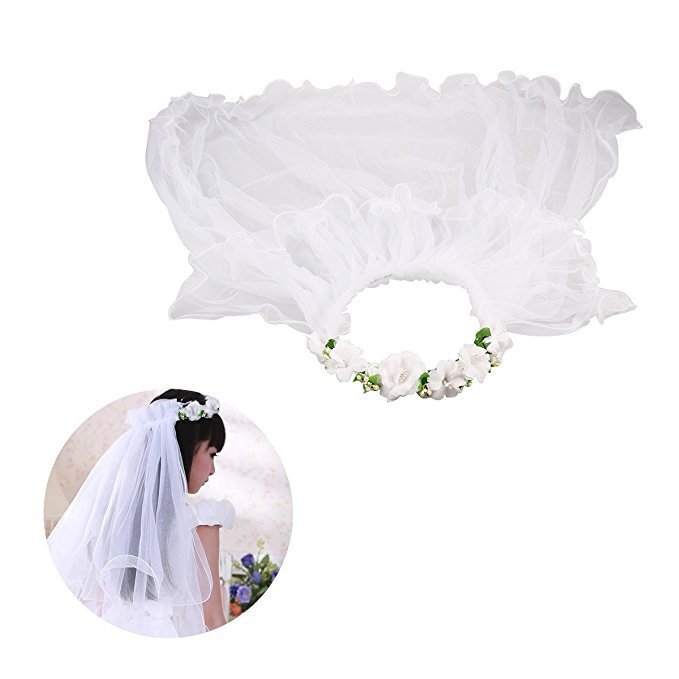 Lady Flower Girl White Lace Wedding Bride maid Crown Garland tiara Hair ...