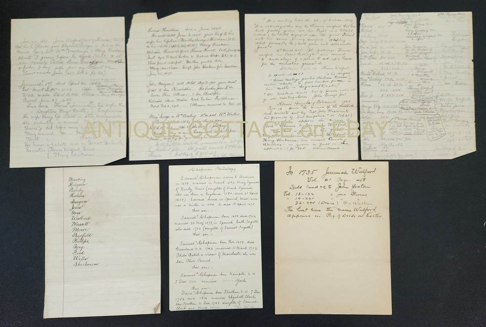antique SAVAGE FAMILY handwritten GENEALOGY massachusetts | eBay
