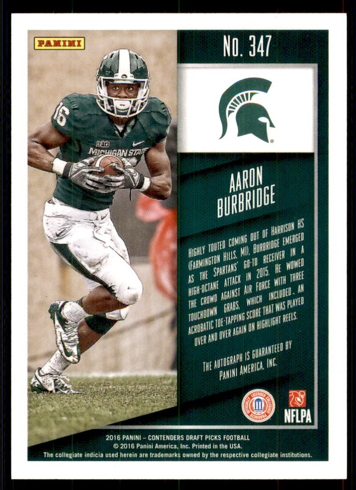 2016 Contenders Draft College Ticket Autograph Aaron Burbridge Rookie ...