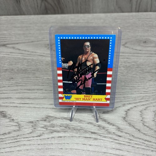 1987 Topps WWF #1 Bret The Hitman Hart Rookie RC Autographed RARE Minor ...