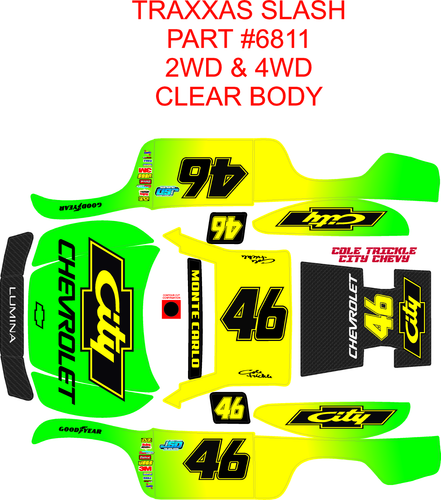 COLE TRICKLE CITY DOT Theme wrap STOCK 2WD - 4WD TRAXXAS #6811 SLASH ...
