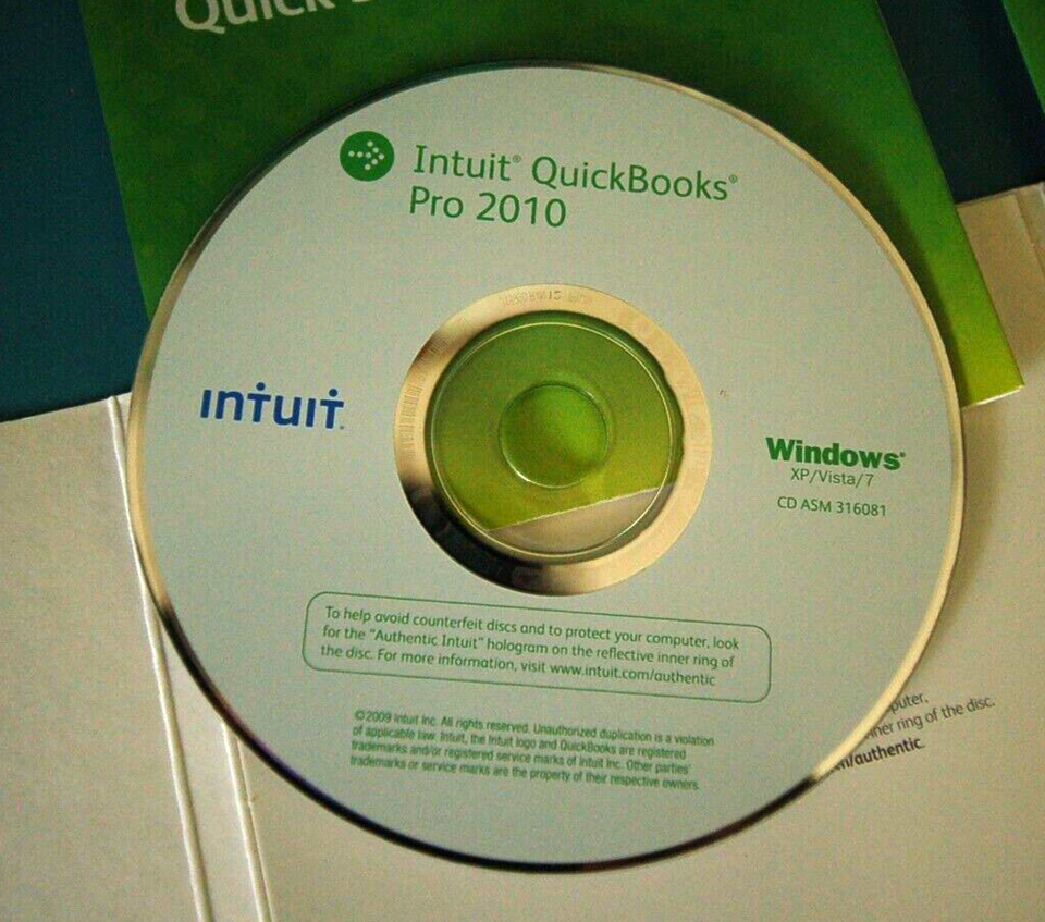 QuickBooks Pro 2010 CD + License & Product Keys Windows XP Vista 7 ...