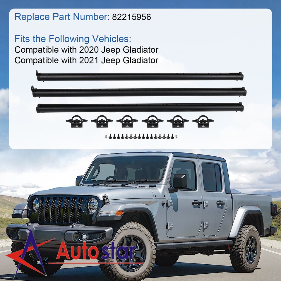 Utility Rail Trail Rail Kit BLACK 82215956 For 2020-2021 Jeep Gladiator ...