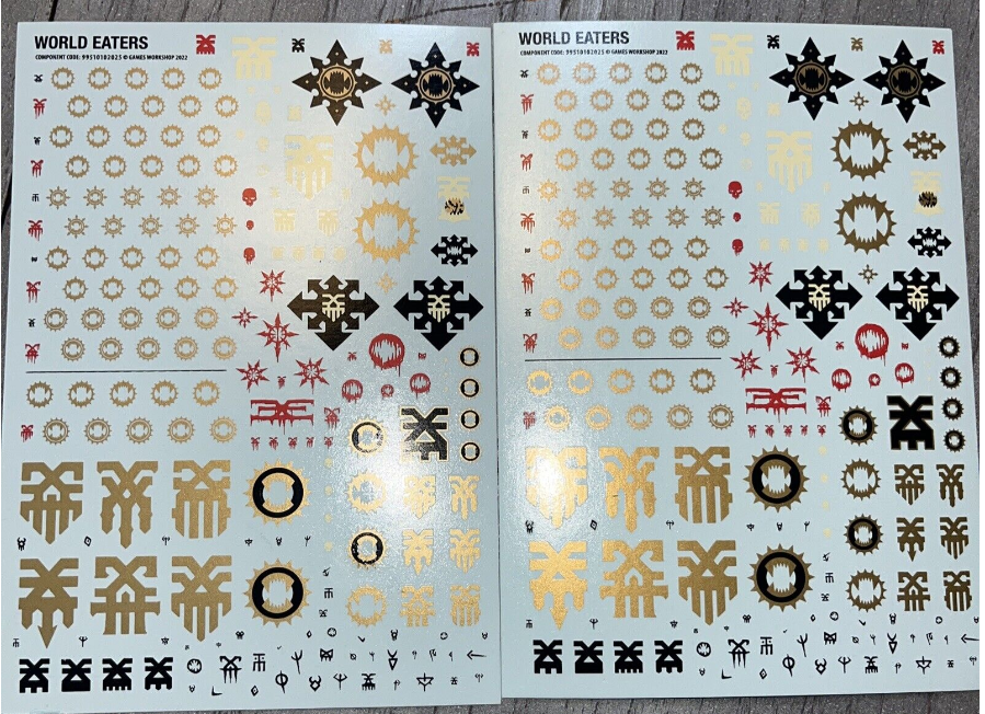 World Eaters Transfer Decals 2 Sheets Warhammer 40K Chaos Space Marines ...