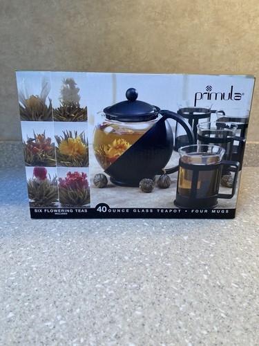 PRIMULA 40 OZ GLASS TEAPOT & INFUSER & 4 MUGS TEAS NOT INCLUDED EUC | eBay