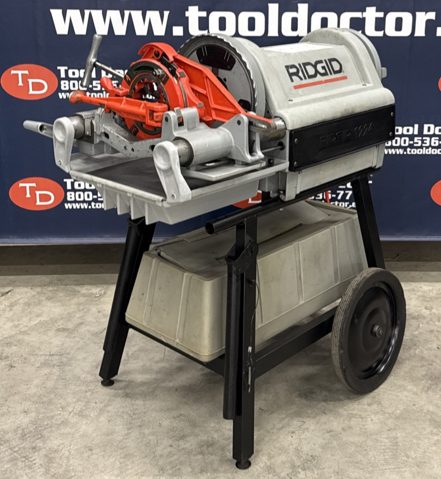 Ridgid 1224 1/2”-4” Pipe Threader on Stand 2 Die Heads 711 714 GREAT ...