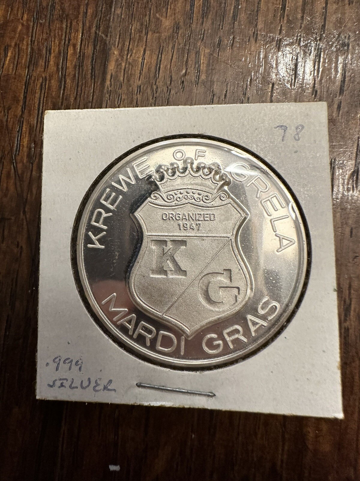 1978 .999 Fine Silver Krewe Of Grela Doubloon- Mardi Gras Krewe Favor ...