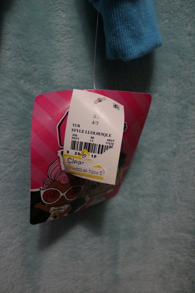 LOL ReMix NEW♈Girl's Printed Sequined Sweat Top size XS~Turq./pink ...