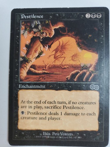 MTG Magic The Gathering Card Pestilence Enchantment Black Urza's Saga ...