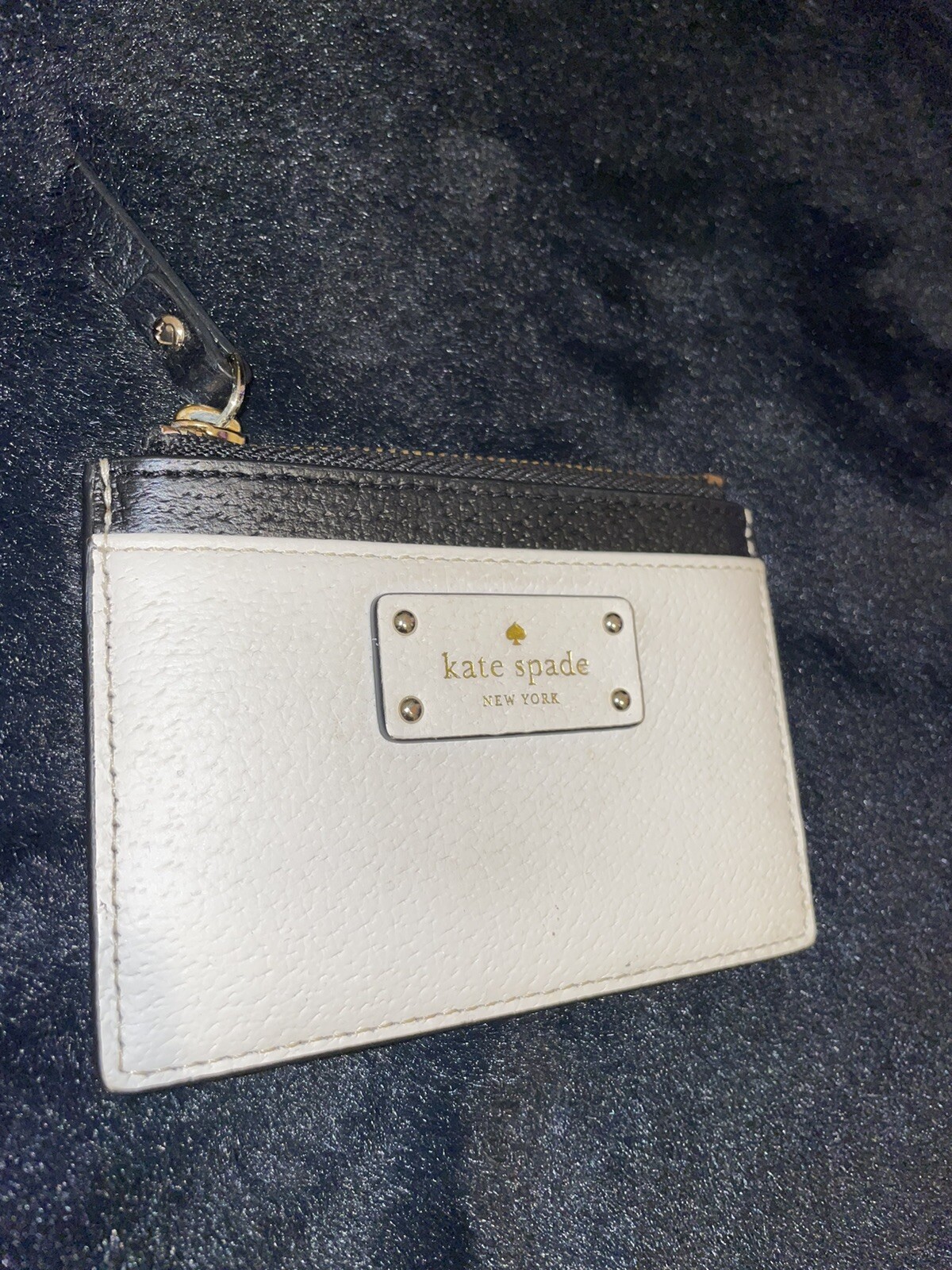 Kate Spade Black & White Jeanne Small Zip Card Holder - Gem