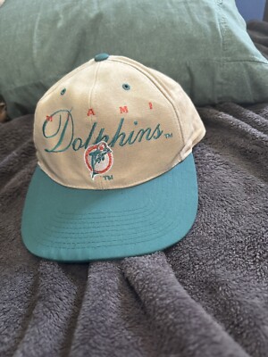 Vintage 90s Miami Dolphins NFL Script Logo VTG Strapback Hat Adult ...
