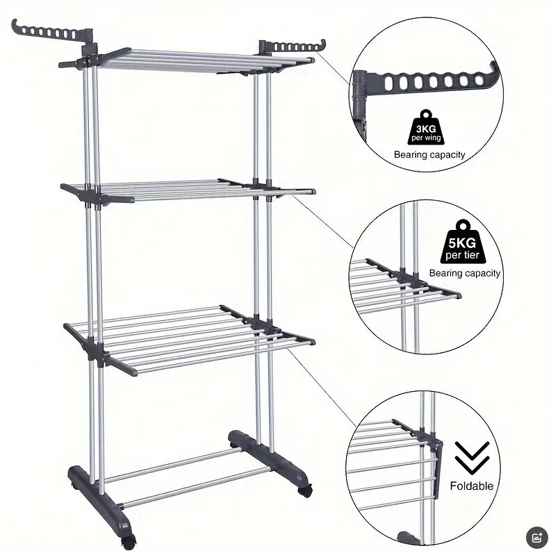 Extra Large Clothes Airer 4 Tier Indoor Foldable Outdoor Laundry Dryer ...