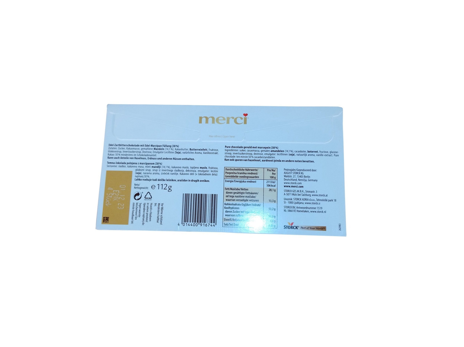 Merci Chocolate | Merci Bar Marzipan | 3,9 Ounce Total /112 Gr | Merci ...